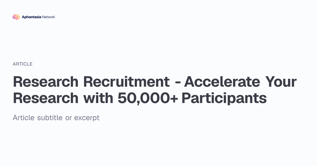 Research Recruitment - Accelerate Your Research with 50,000 ...